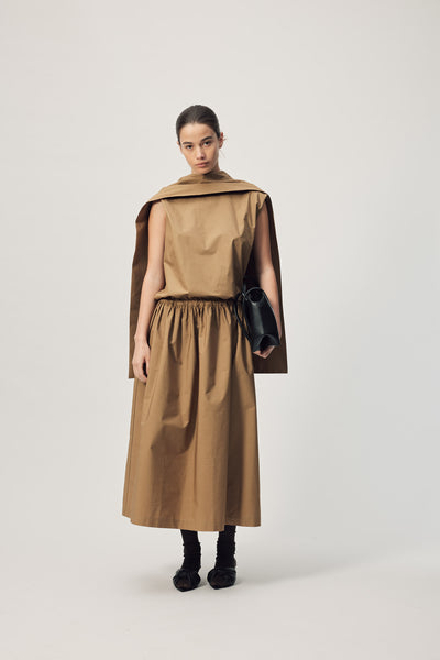 Gregory Dillan Dress AW26 Tobacco Cotton | Cotton poplin dress with ...