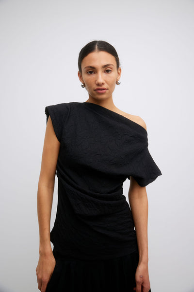 Gregory DT11844 Rolfe Top Black | Textured Elegant Top for Women